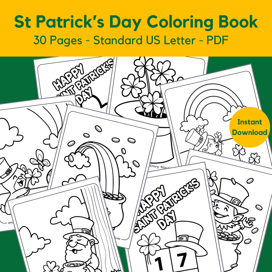 St Patrick's Day Coloring Book Pages For Kids {30 pages} – Money Minded ...