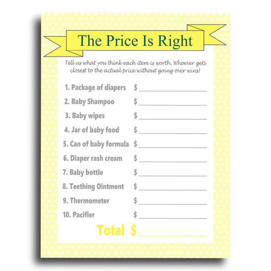 The Price Is Right Baby Shower Game Printables – Money Minded Mom Shop